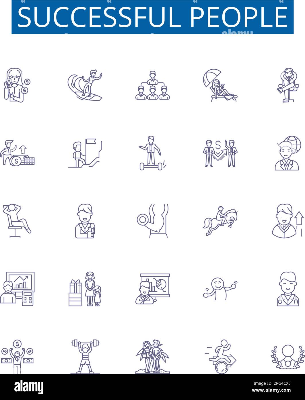Successful people line icons signs set. Design collection of achievers ...