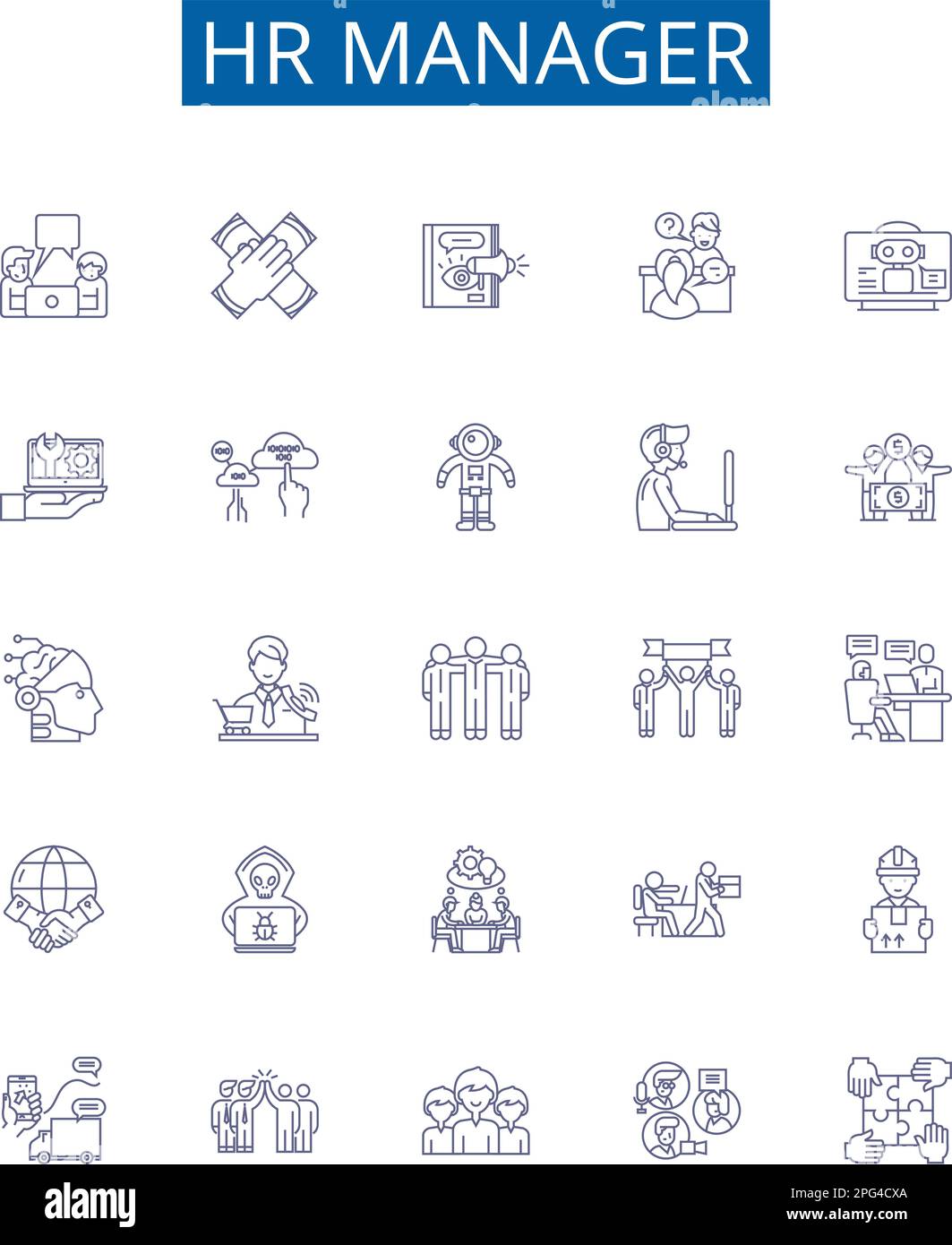 Hr manager line icons signs set. Design collection of HR, Manager ...