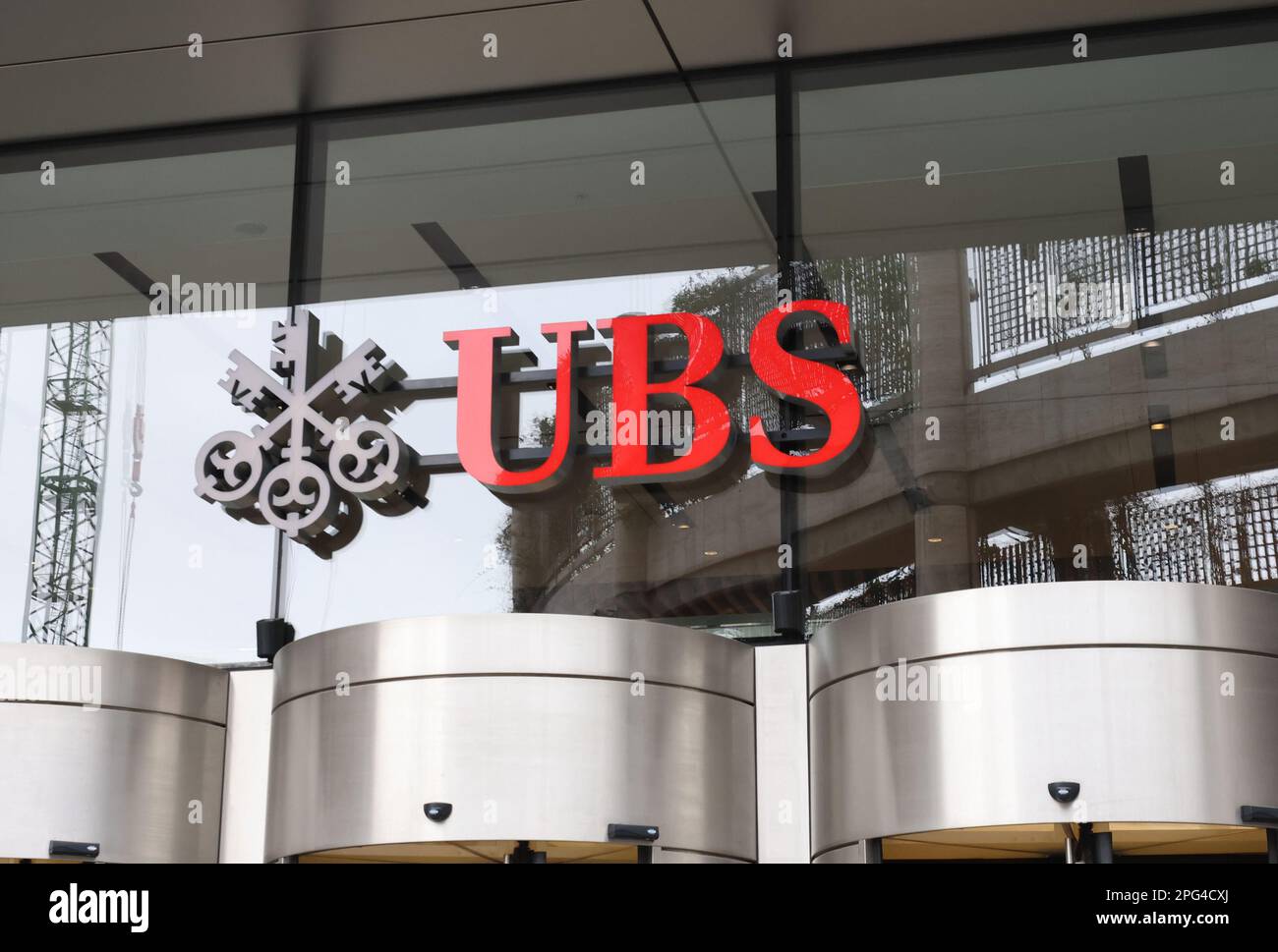 London, UK. 20th Mar, 2023. The exterior of Swiss Bank UBS in the City ...