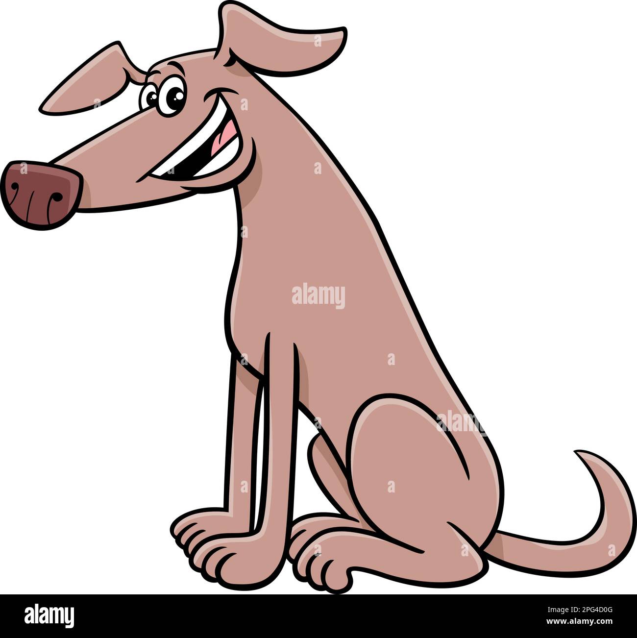 Cartoon illustration of funny sitting dog comic animal character Stock ...