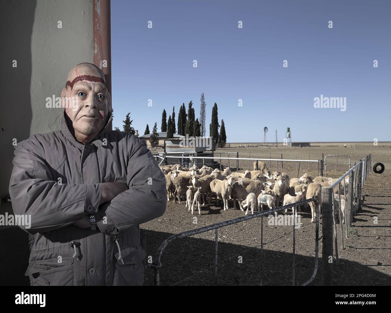 'Plooie' ( Wrincles) Nel poses on his sheep farm 'Bokvlakte' some 30 ...