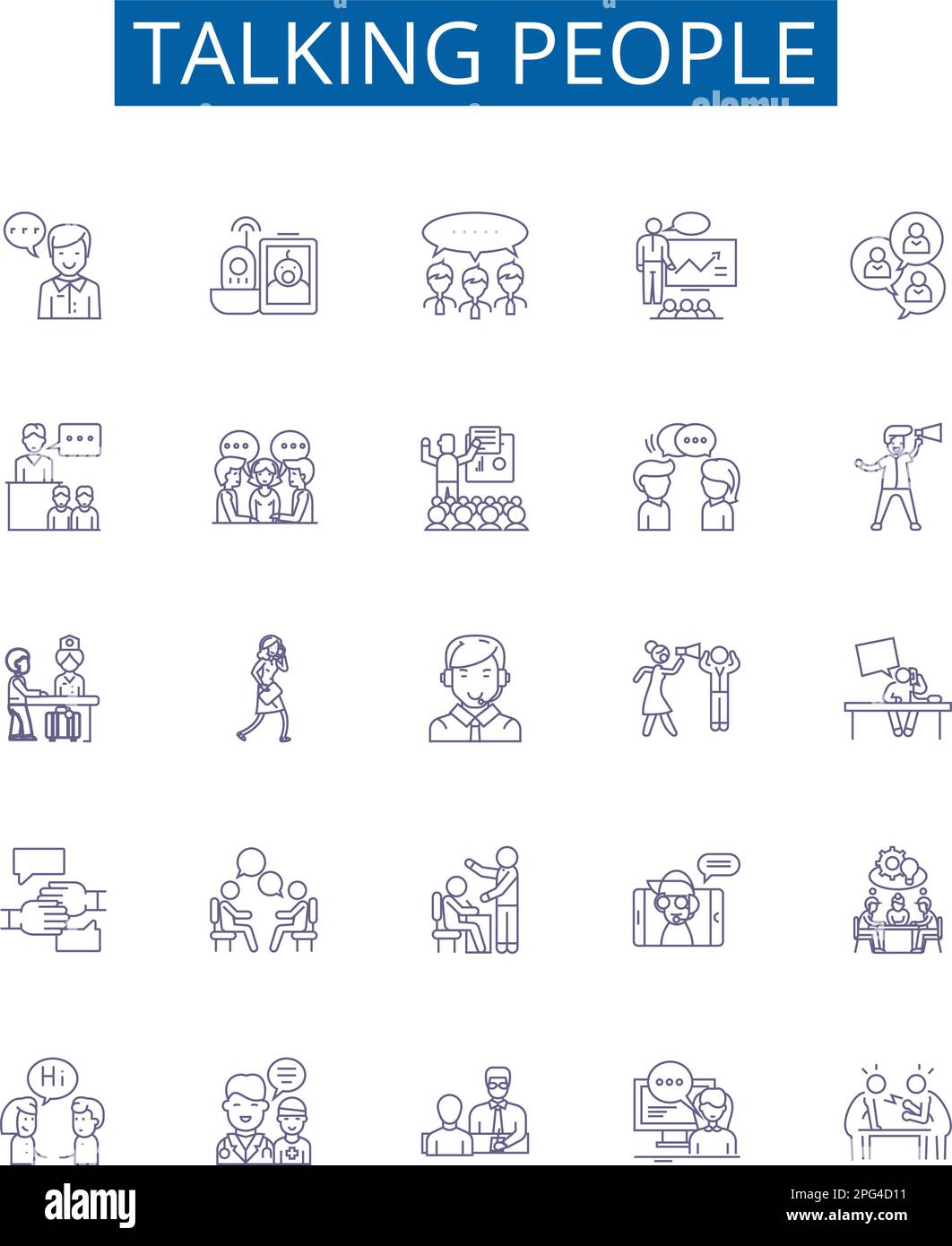 Talking people line icons signs set. Design collection of Conversing, Chatting, Orating ...