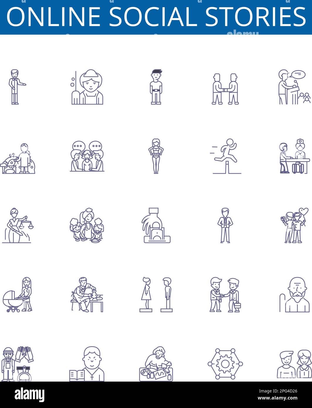 Online Social Stories Line Icons Signs Set Design Collection Of Networking Socializing