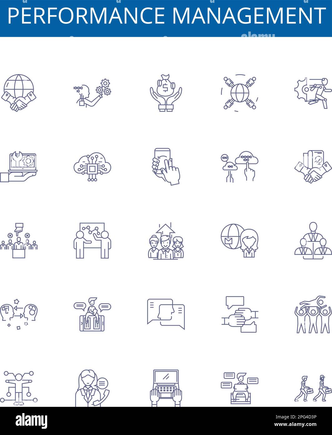 Performance Management Line Icons Signs Set Design Collection Of Auditing Assessing Coaching