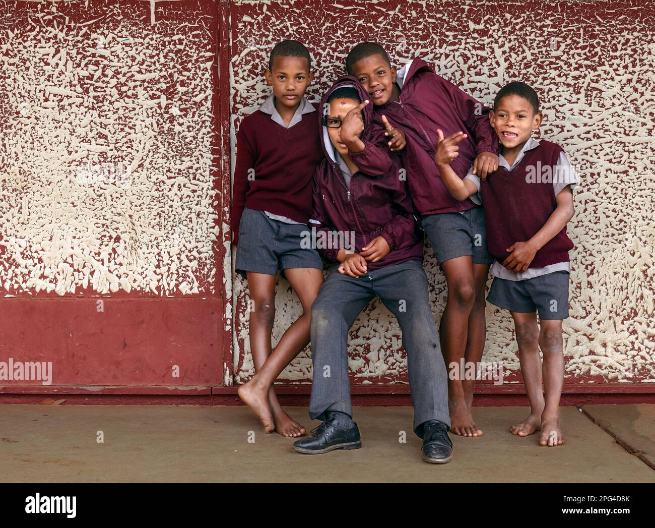Pupils of the Herbertsdale Primary School pose for the camera during a ...