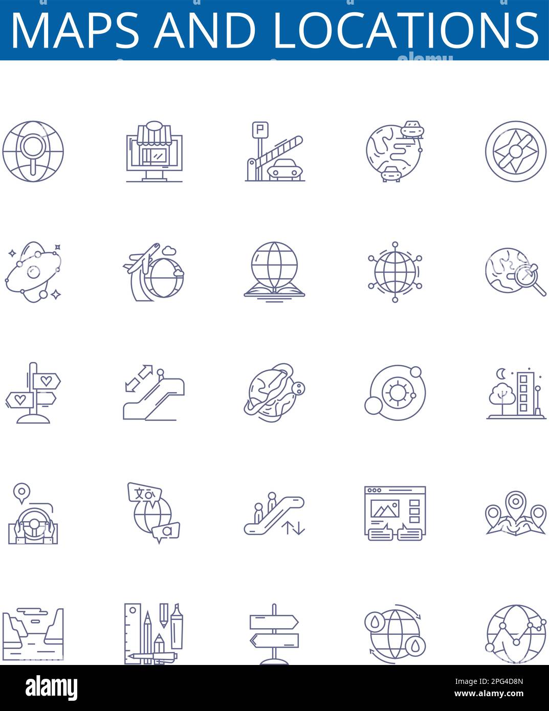 Maps And Locations Line Icons Signs Set Design Collection Of Maps