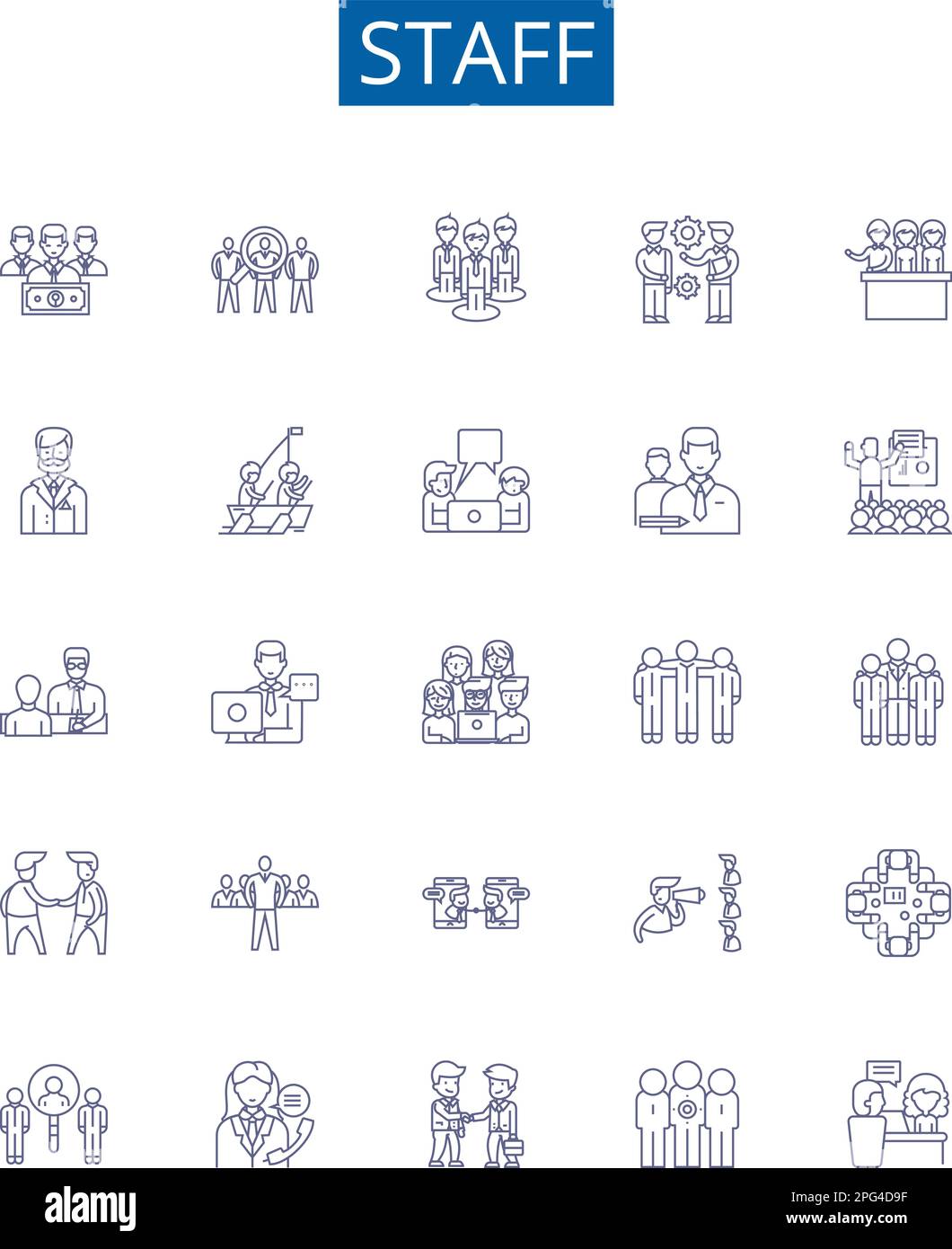 Staff line icons signs set. Design collection of Employees, Crew ... Staff line icons signs set. Design collection of Employees, Crew ...