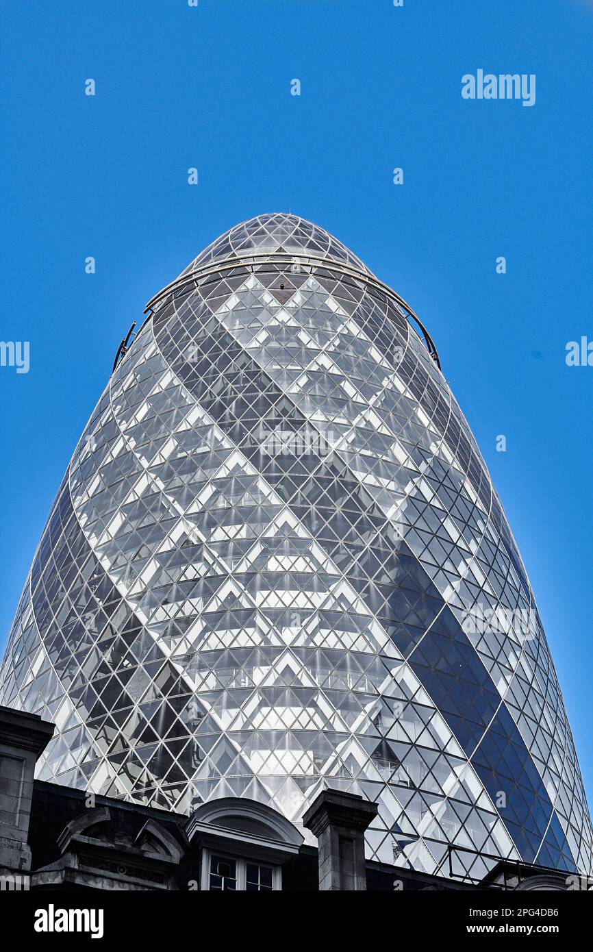 30 St Mary Axe, nicknamed the gherkin, among the City of London's ...
