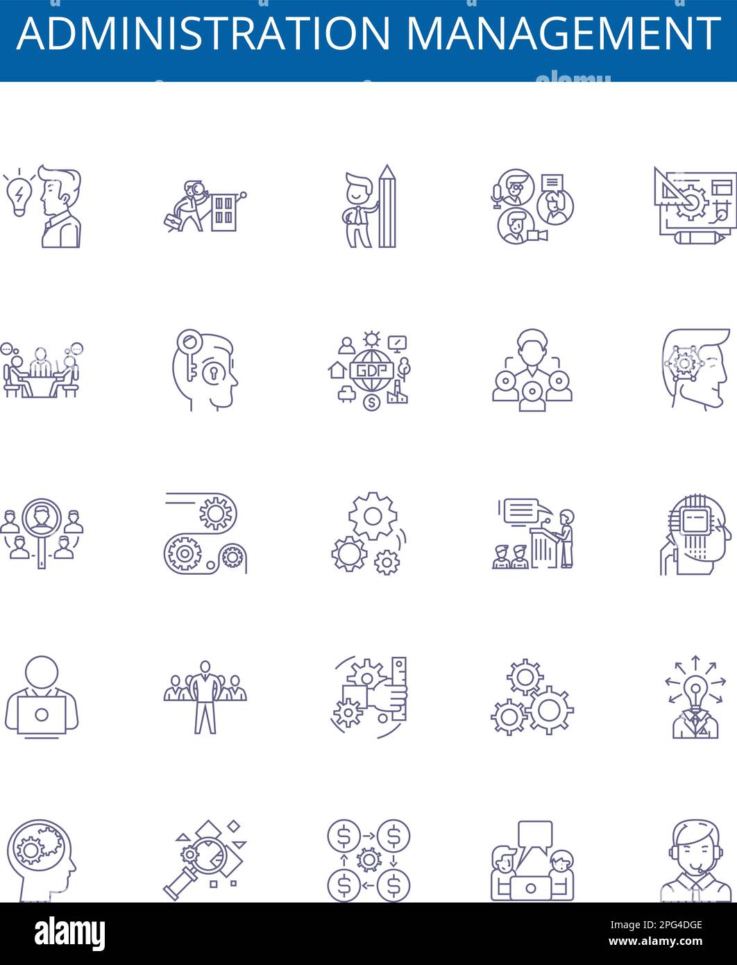 Administration Management Line Icons Signs Set Design Collection Of
