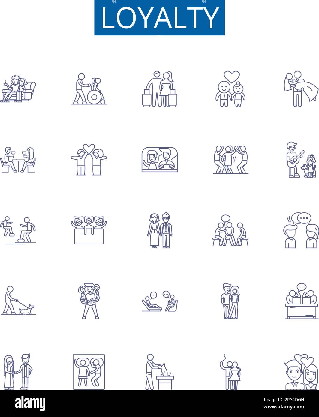 Loyalty line icons signs set. Design collection of Faithful, True, Constant, Reliable, Devoted ...