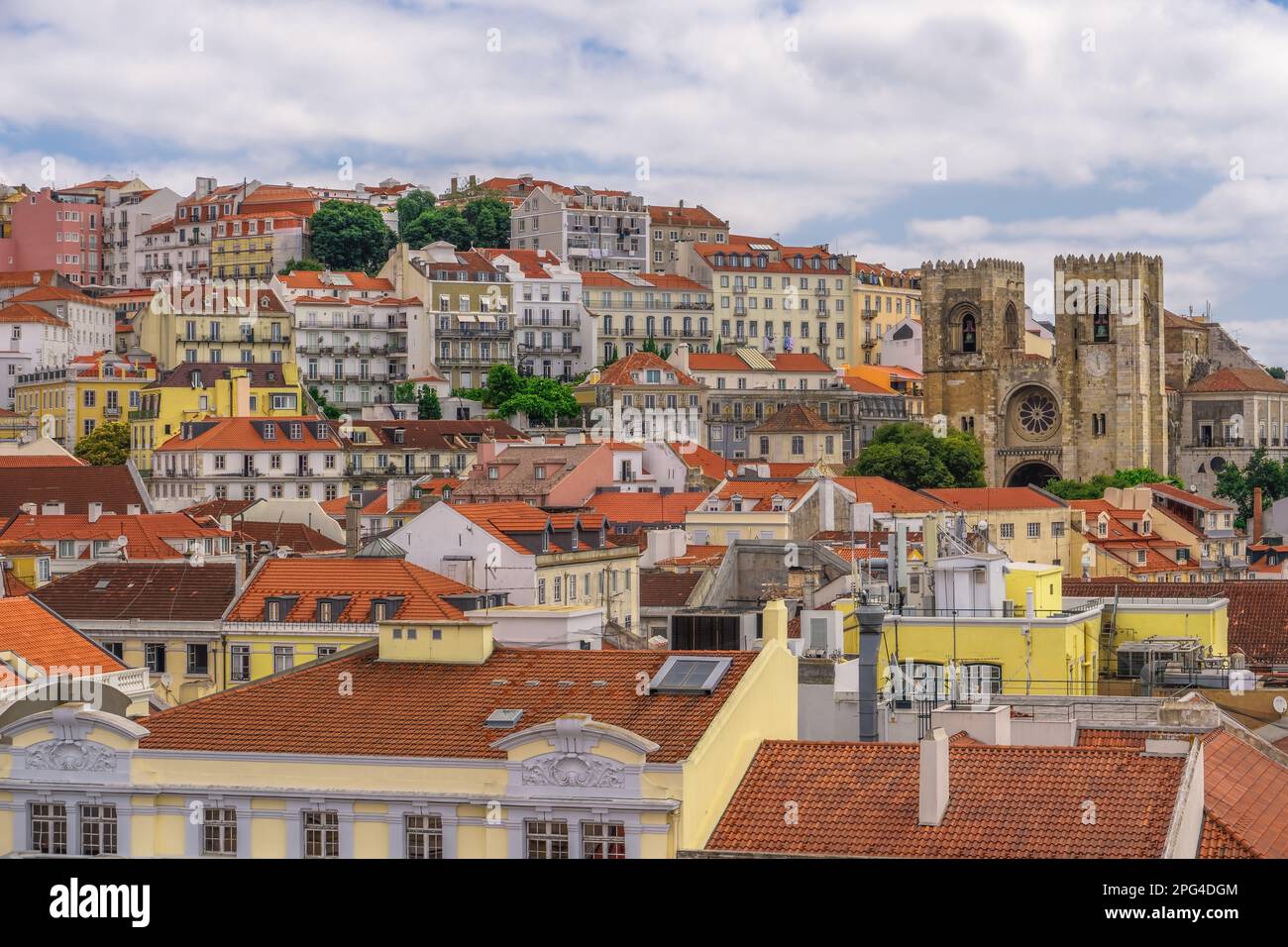 Lisbon, Portugal panoramic landscape of 12th-century Lisbon Cathedral ...