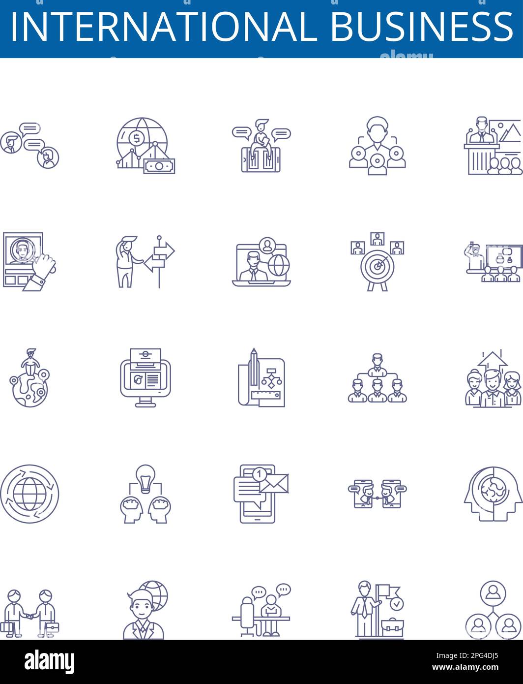 International business line icons signs set. Design collection of ...