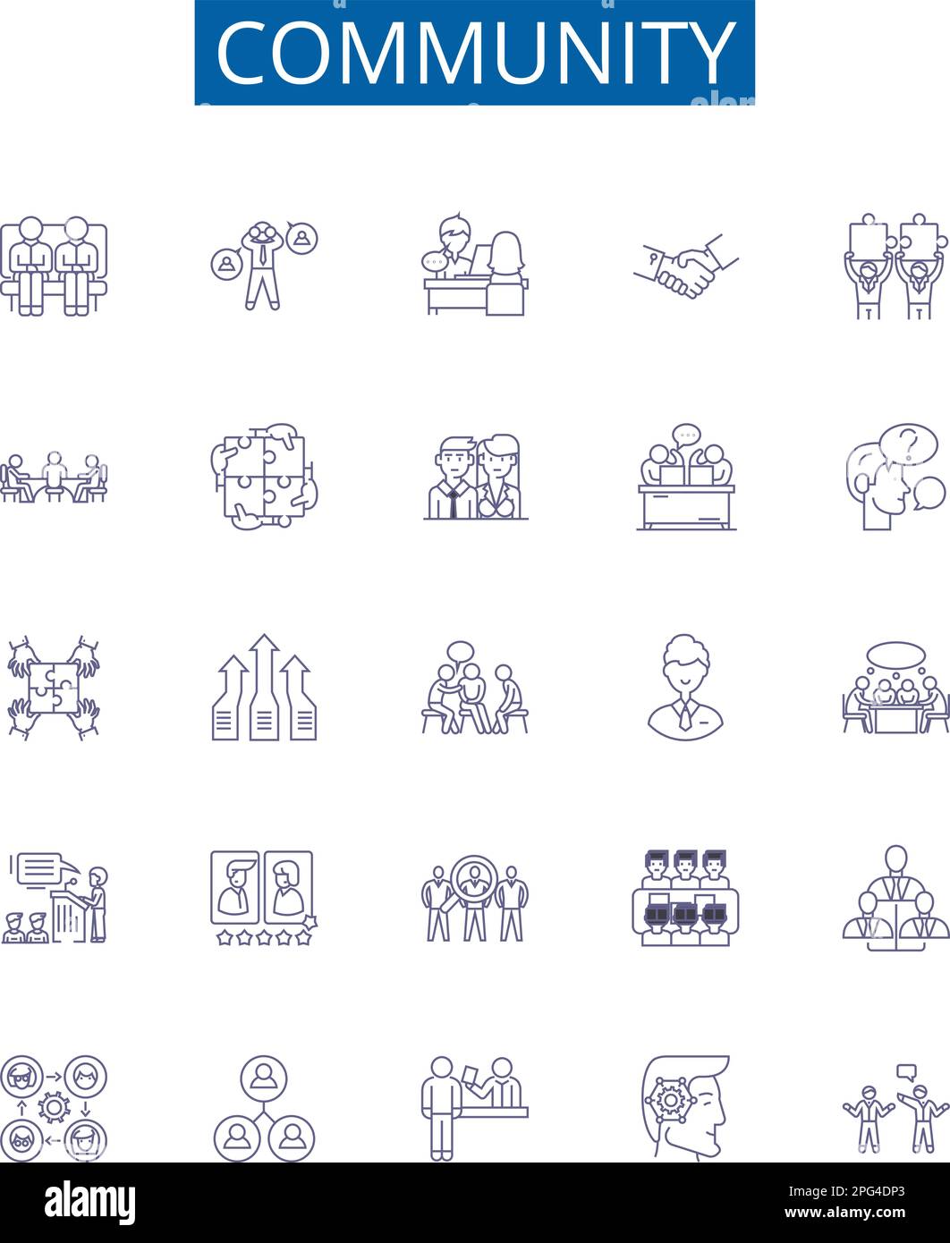Community line icons signs set. Design collection of Society ...