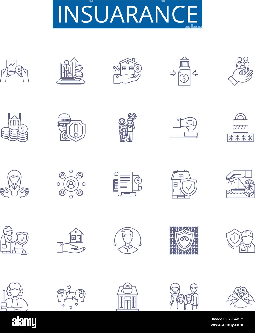 Insuarance line icons signs set. Design collection of Insurance ...