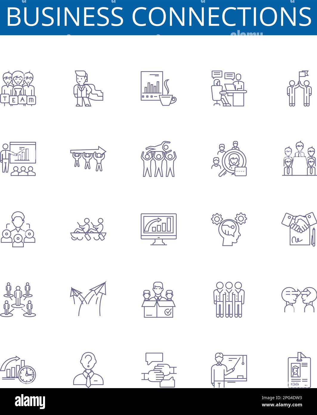 Business Connections Line Icons Signs Set Design Collection Of