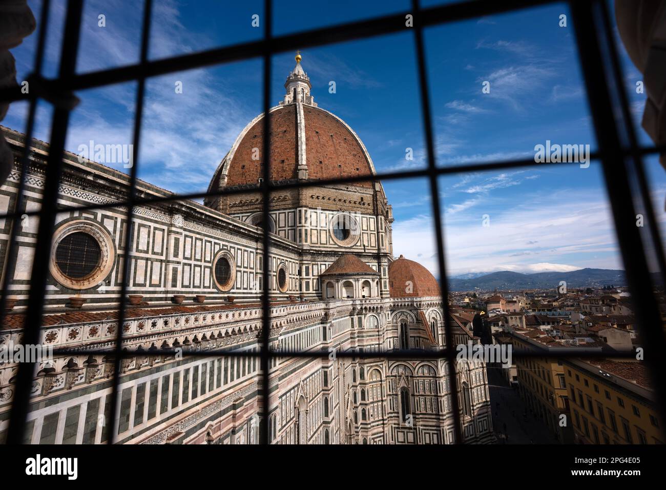 Viewpoint of the Duomo and across the city from the Giotto Bell Tower ...