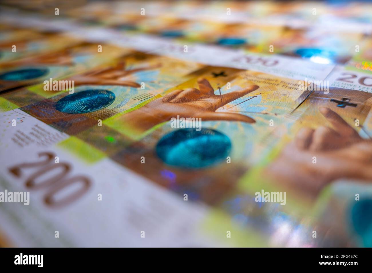 Swiss Francs of 200 (Two Hundred) Banknotes in Switzerland Stock Photo ...