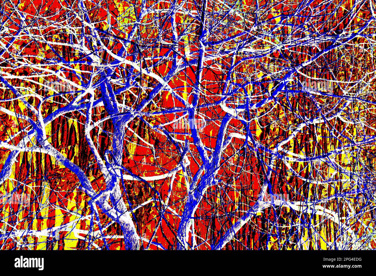 double exposure, trees and a wheathered red door Stock Photo - Alamy