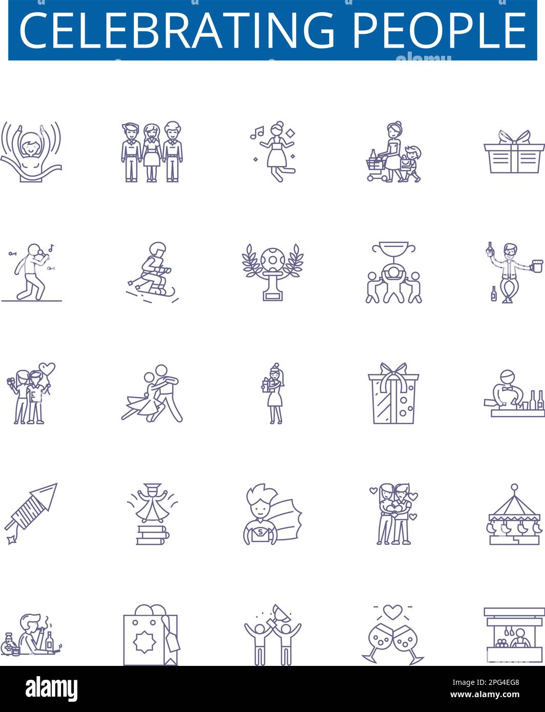 Celebrating people line icons signs set. Design collection of Honoring ... Celebrating people line icons signs set. Design collection of Honoring ...