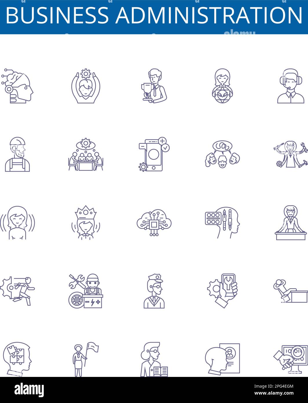 Business administration line icons signs set. Design collection of ...