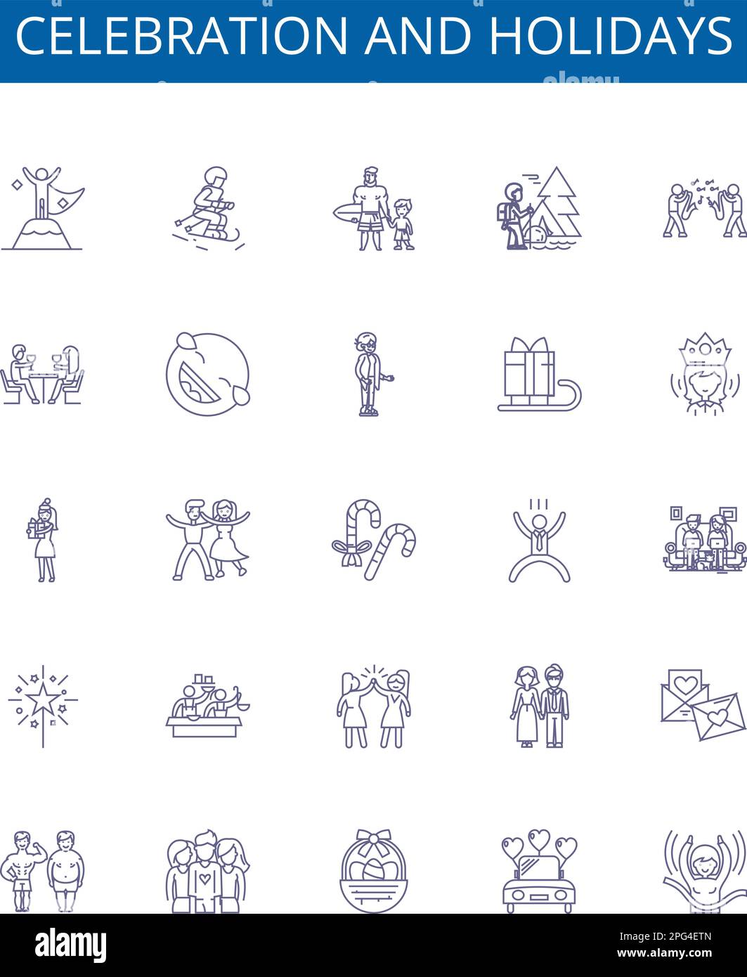 Celebration and holidays line icons signs set. Design collection of ...