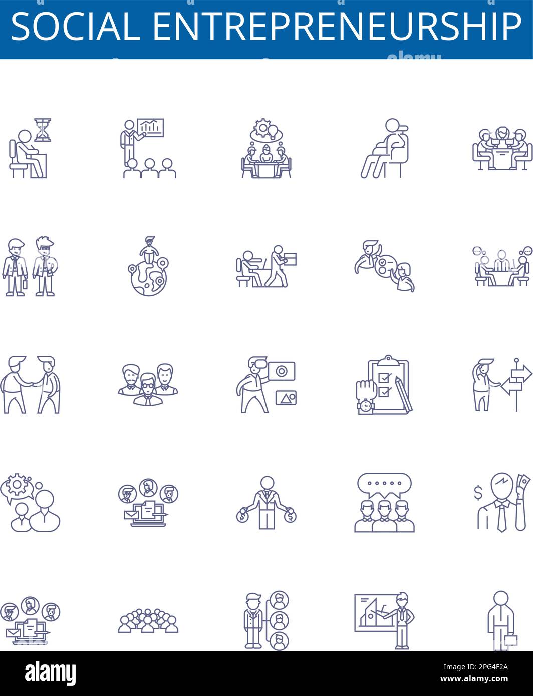Social entrepreneurship line icons signs set. Design collection of ...