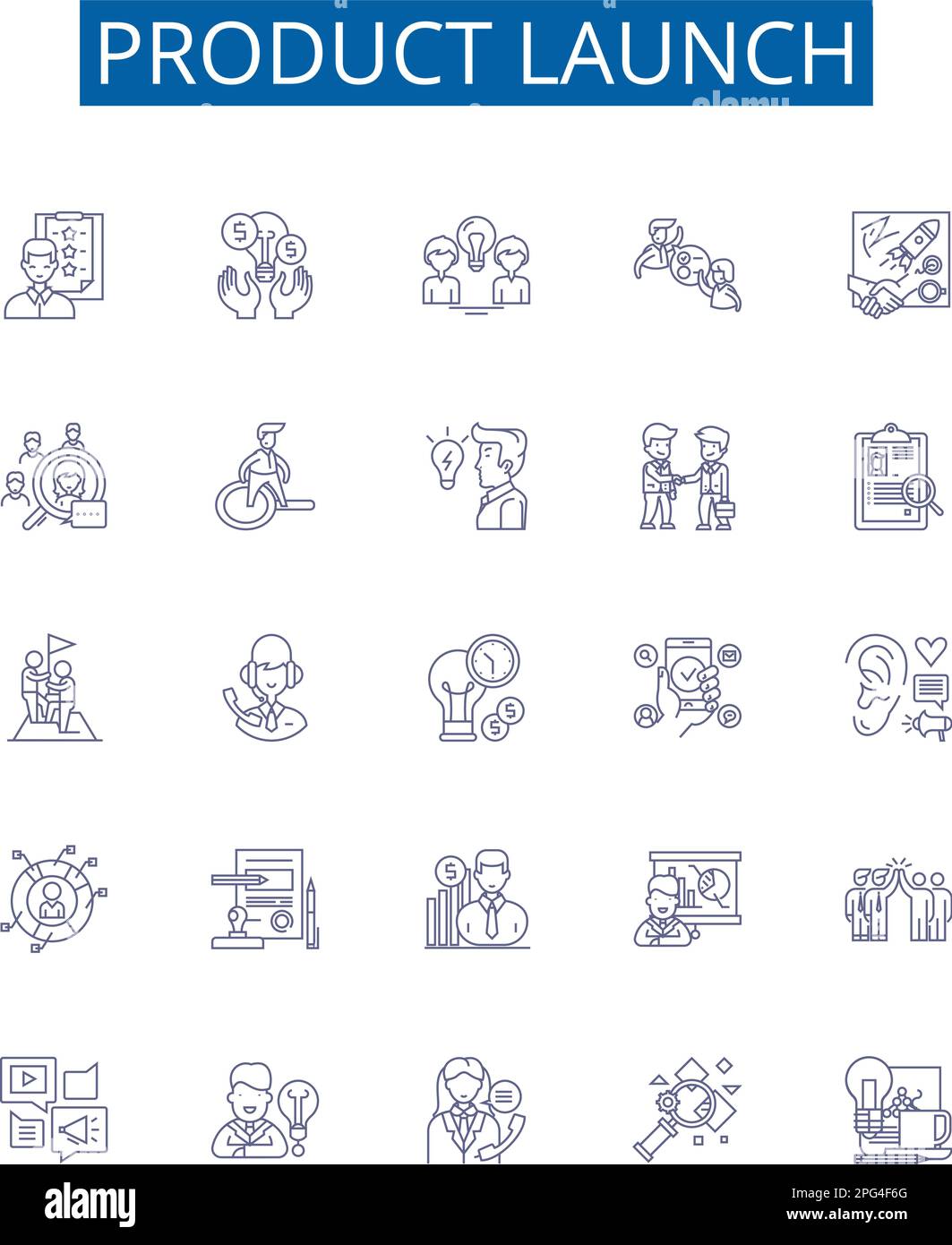 Product launch line icons signs set. Design collection of Launch ... Product launch line icons signs set. Design collection of Launch ...