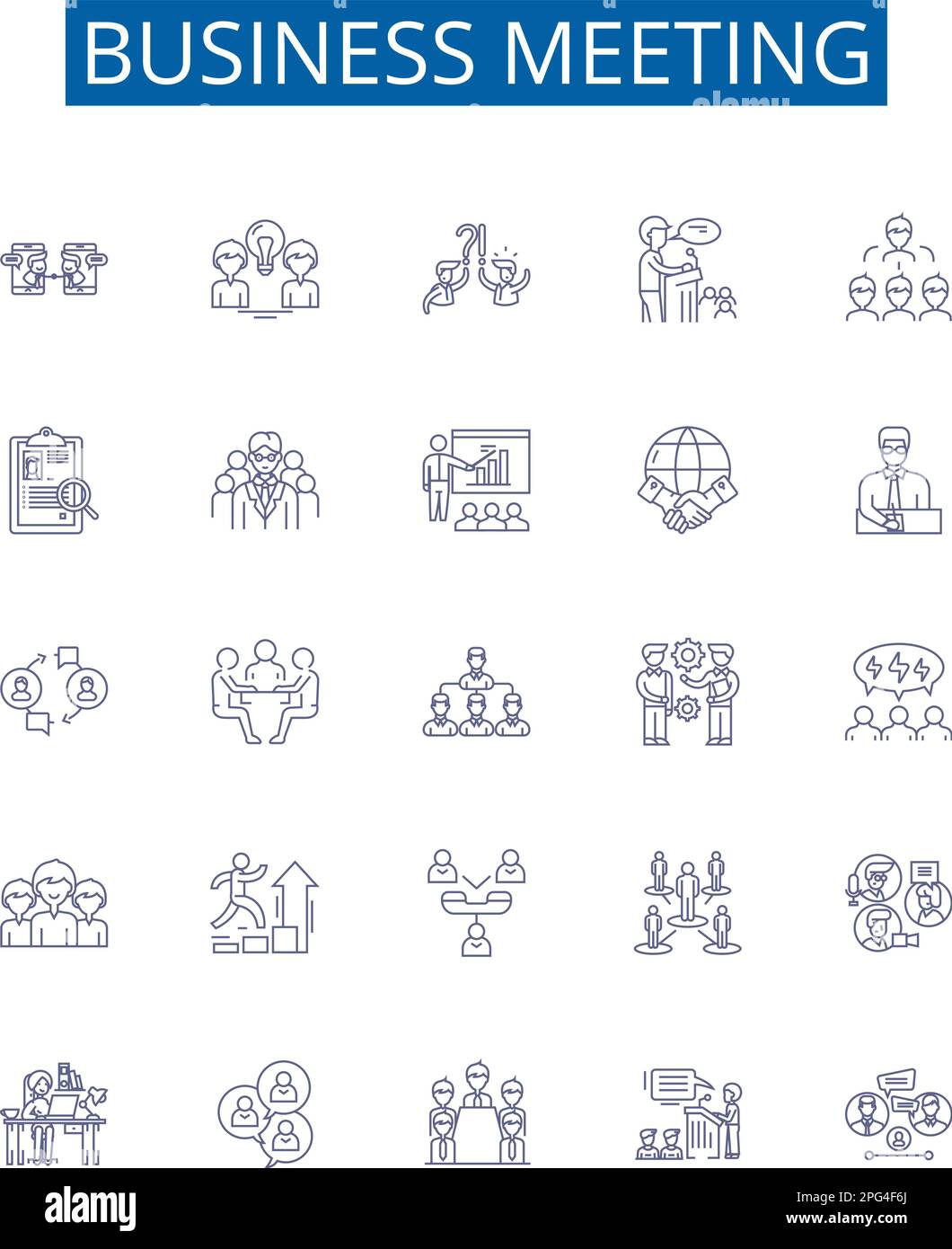 Business meeting line icons signs set. Design collection of Huddle ...