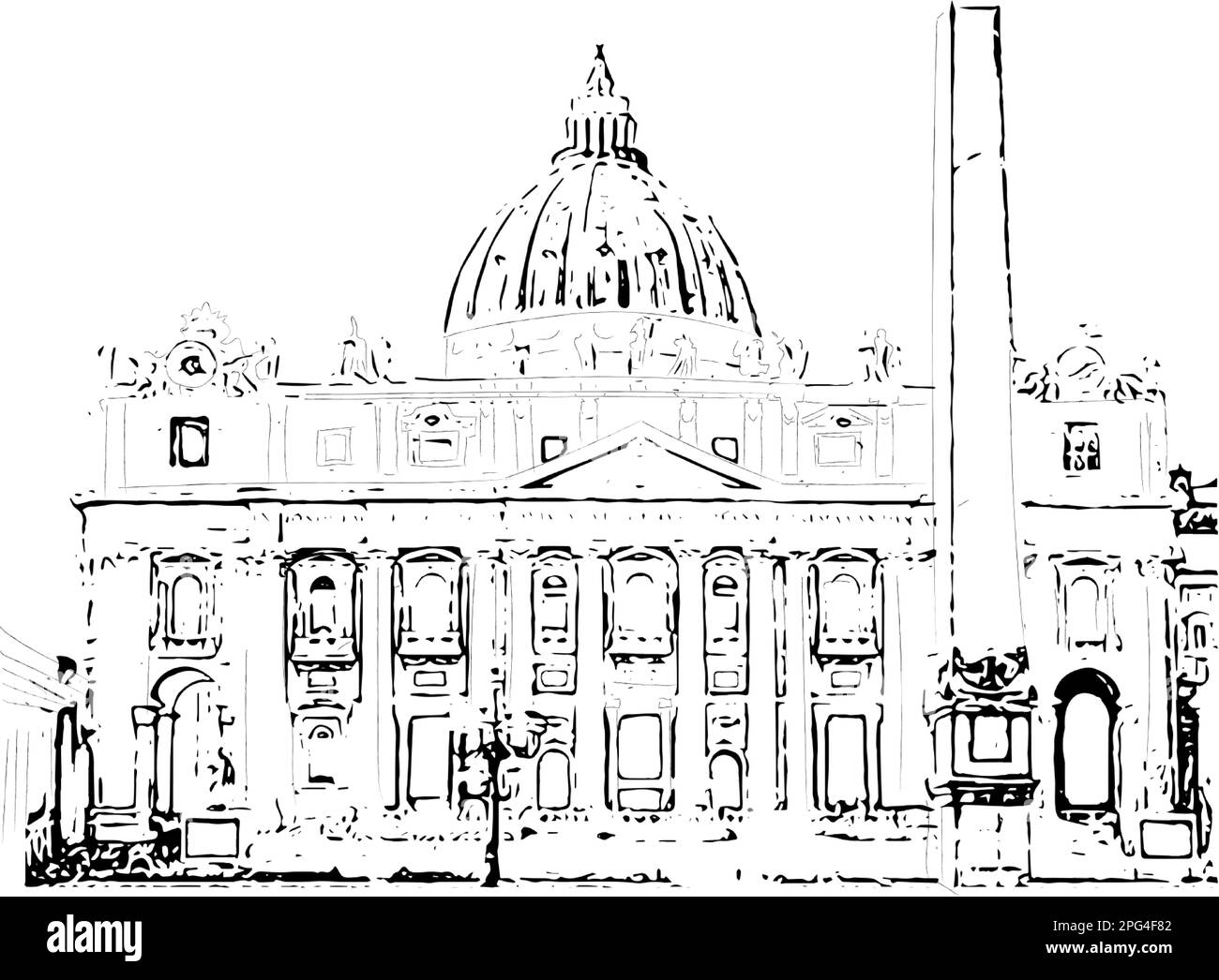 Rome Vatican architecture facade vector. Art line vintage styles decor ...