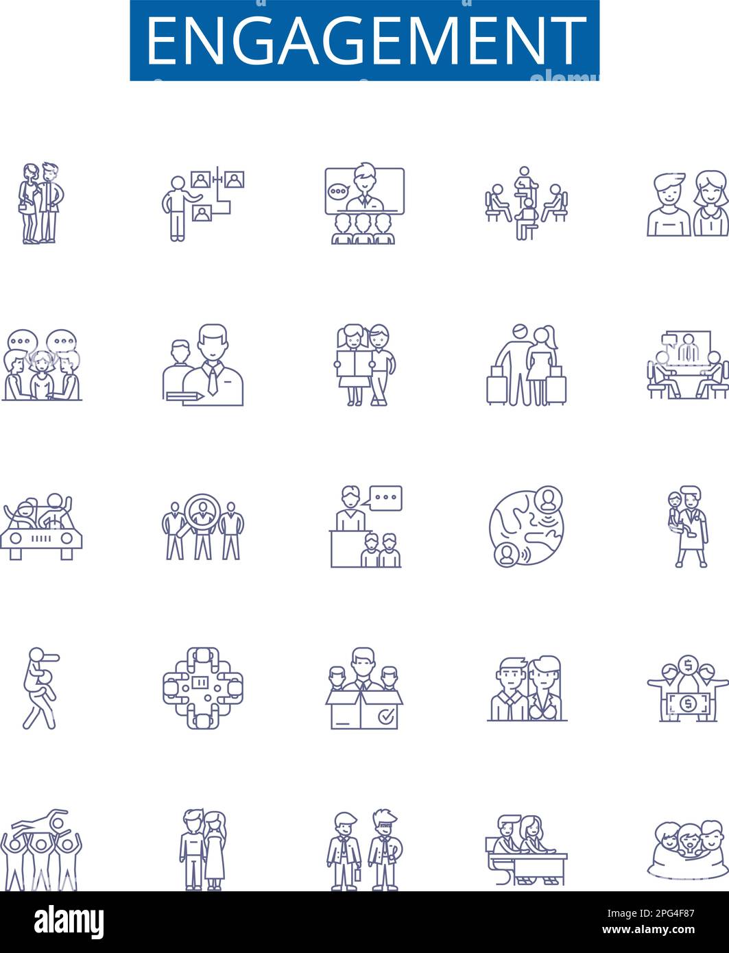 Engagement line icons signs set. Design collection of Involvement ...