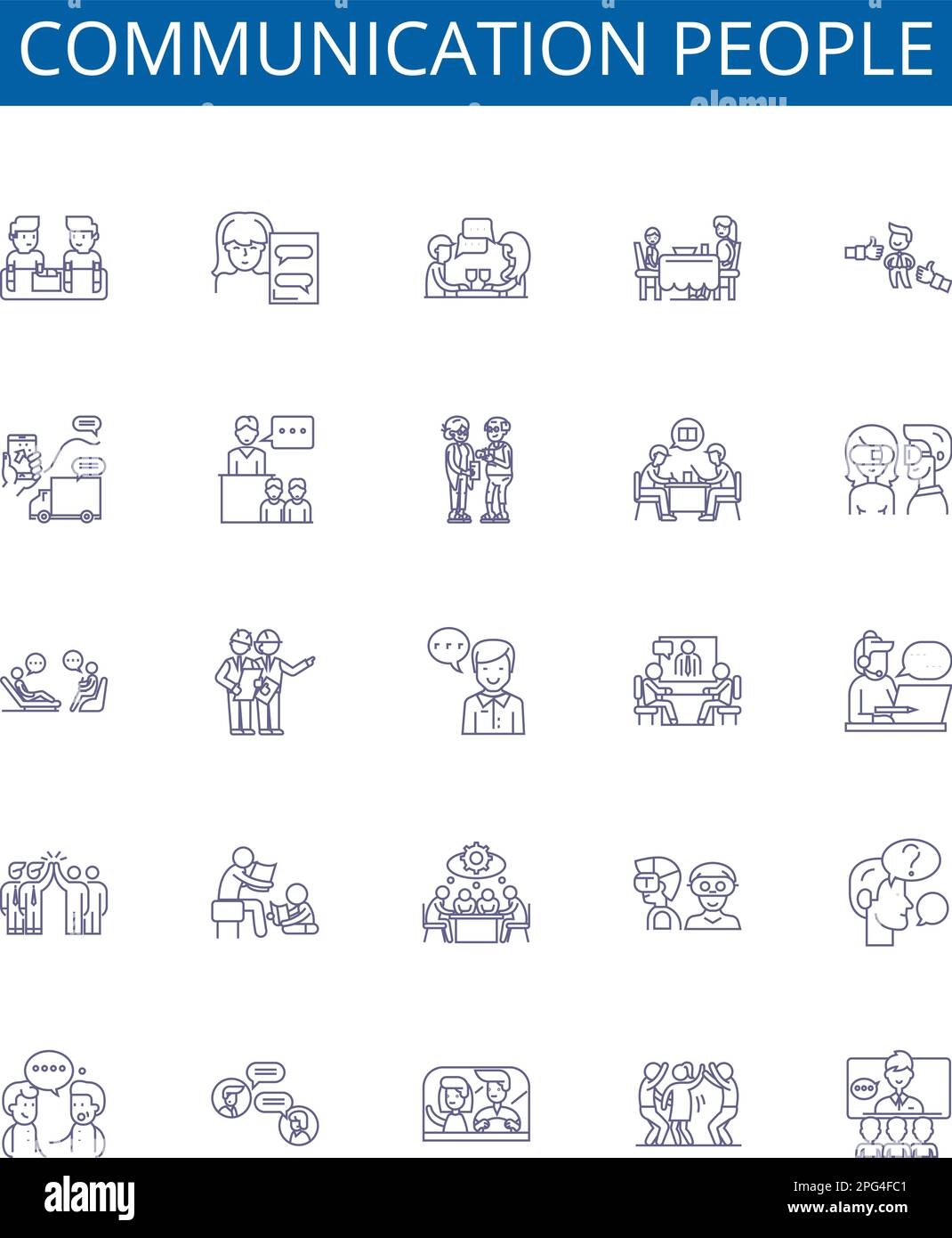 Communication people line icons signs set. Design collection of Interact, Converse, Exchange ...