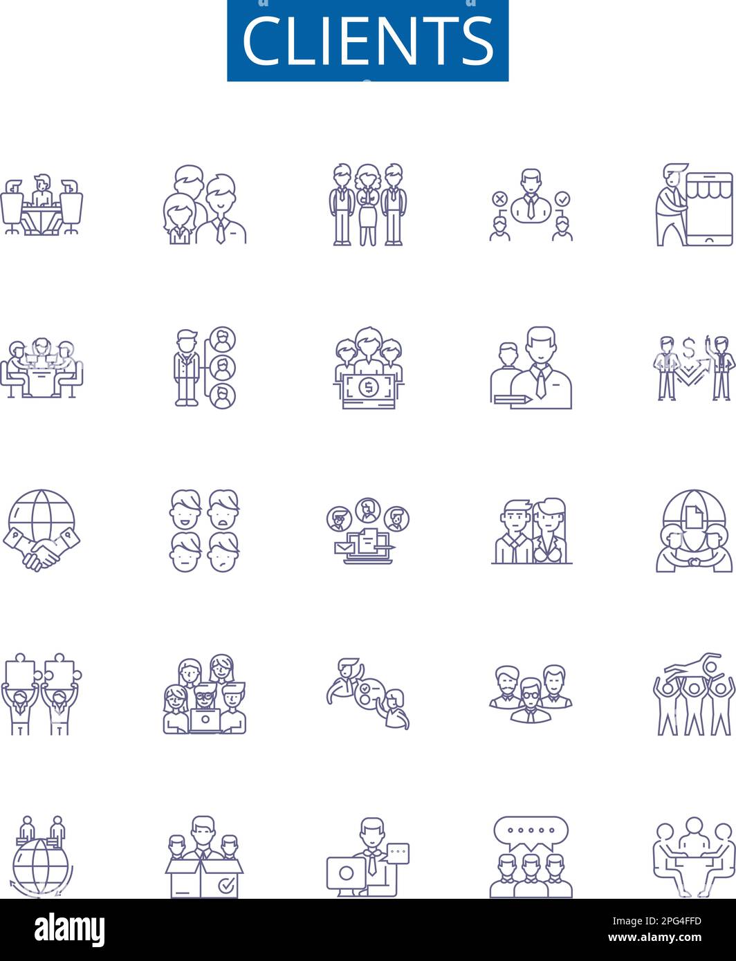 Clients line icons signs set. Design collection of Customers, Patrons ... Clients line icons signs set. Design collection of Customers, Patrons ...