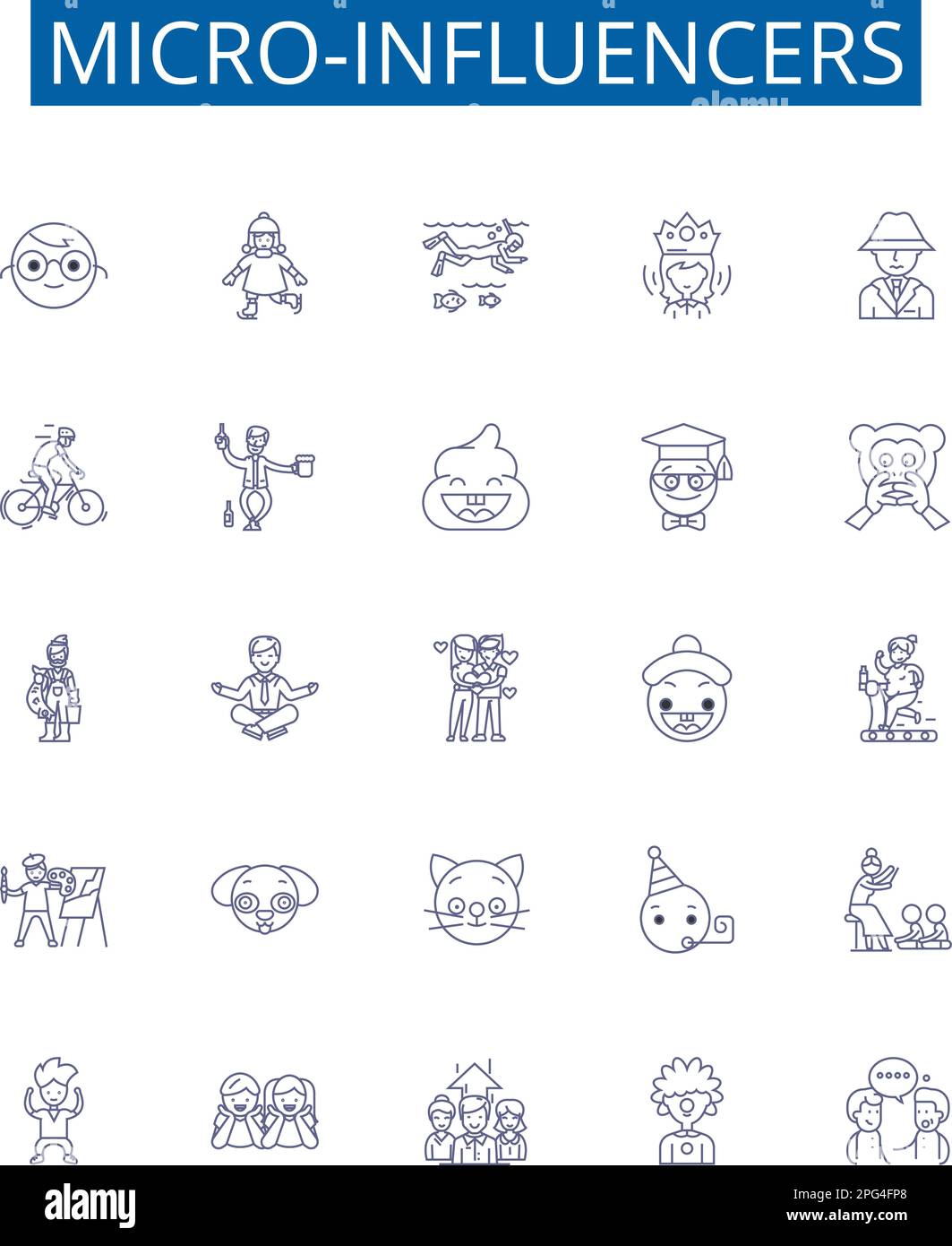 Micro-influencers line icons signs set. Design collection of Micro ...