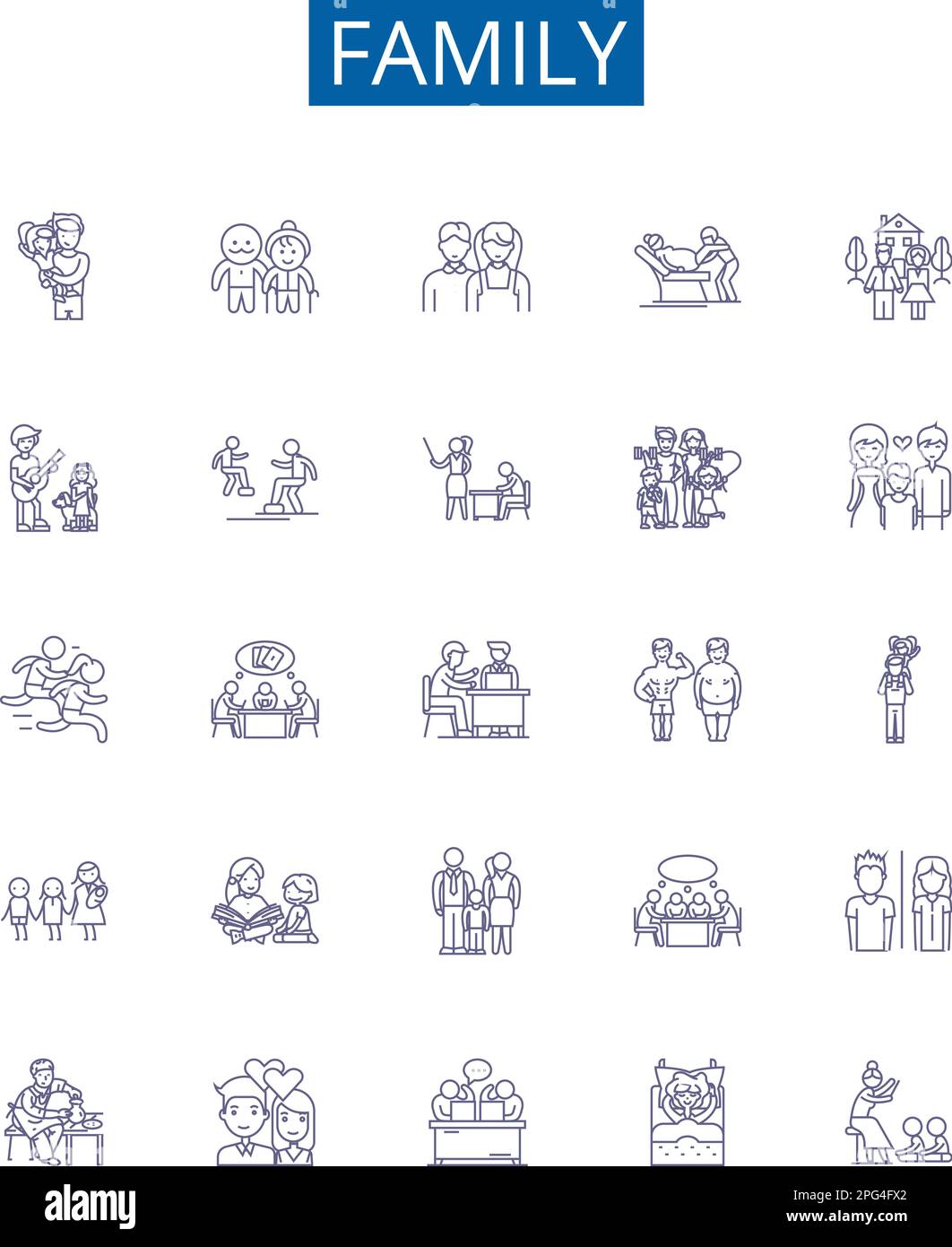 Family line icons signs set. Design collection of Kin, Relatives, Clan ...