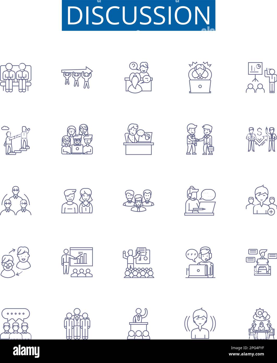 Discussion line icons signs set. Design collection of Debate, Dialogue, Disagreement, Talk ...