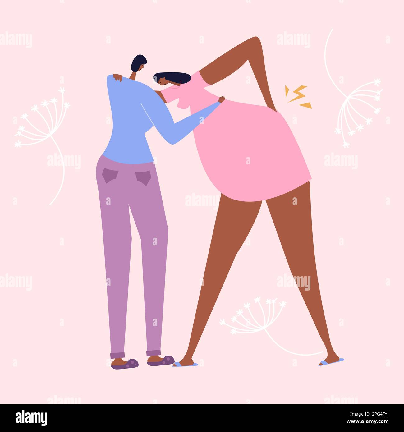 The African American pregnant woman give birth baby and stand in best ...