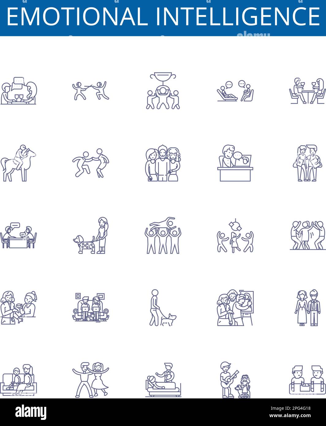Emotional intelligence line icons signs set. Design collection of ... Emotional intelligence line icons signs set. Design collection of ...