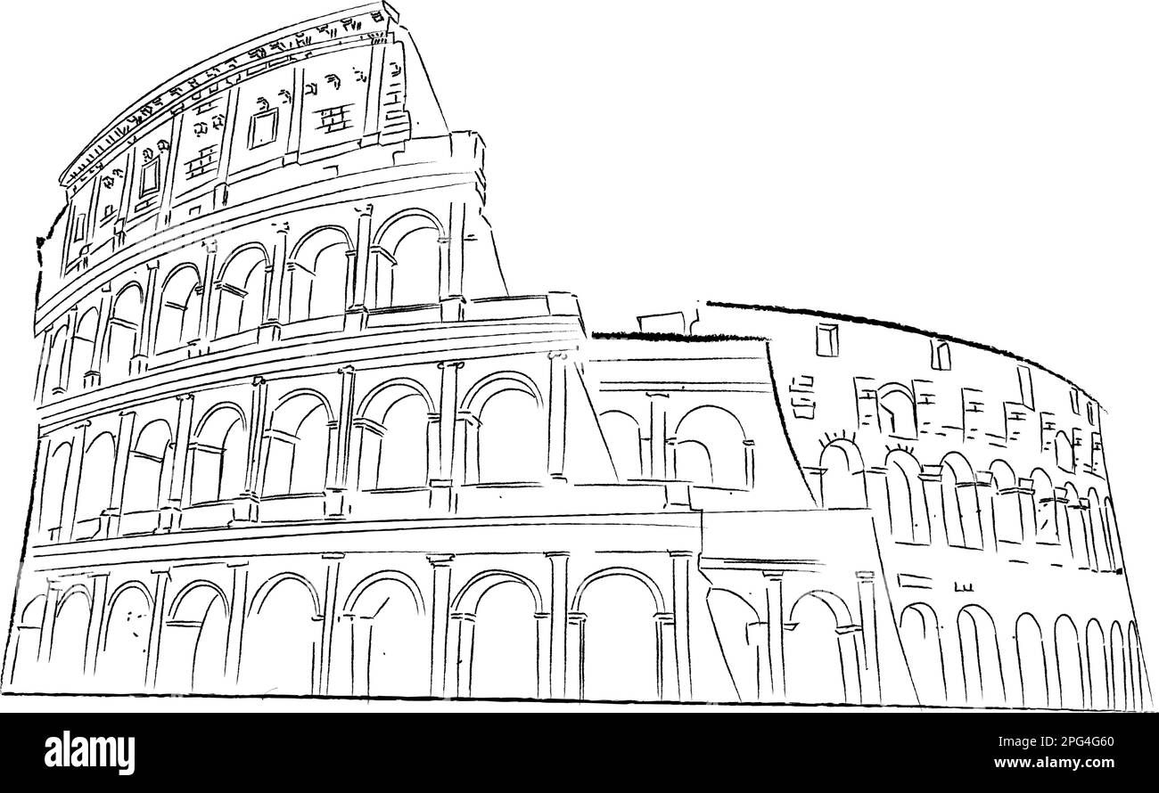 Colosseum architecture facade vector. Drawing art ancient style Stock ...