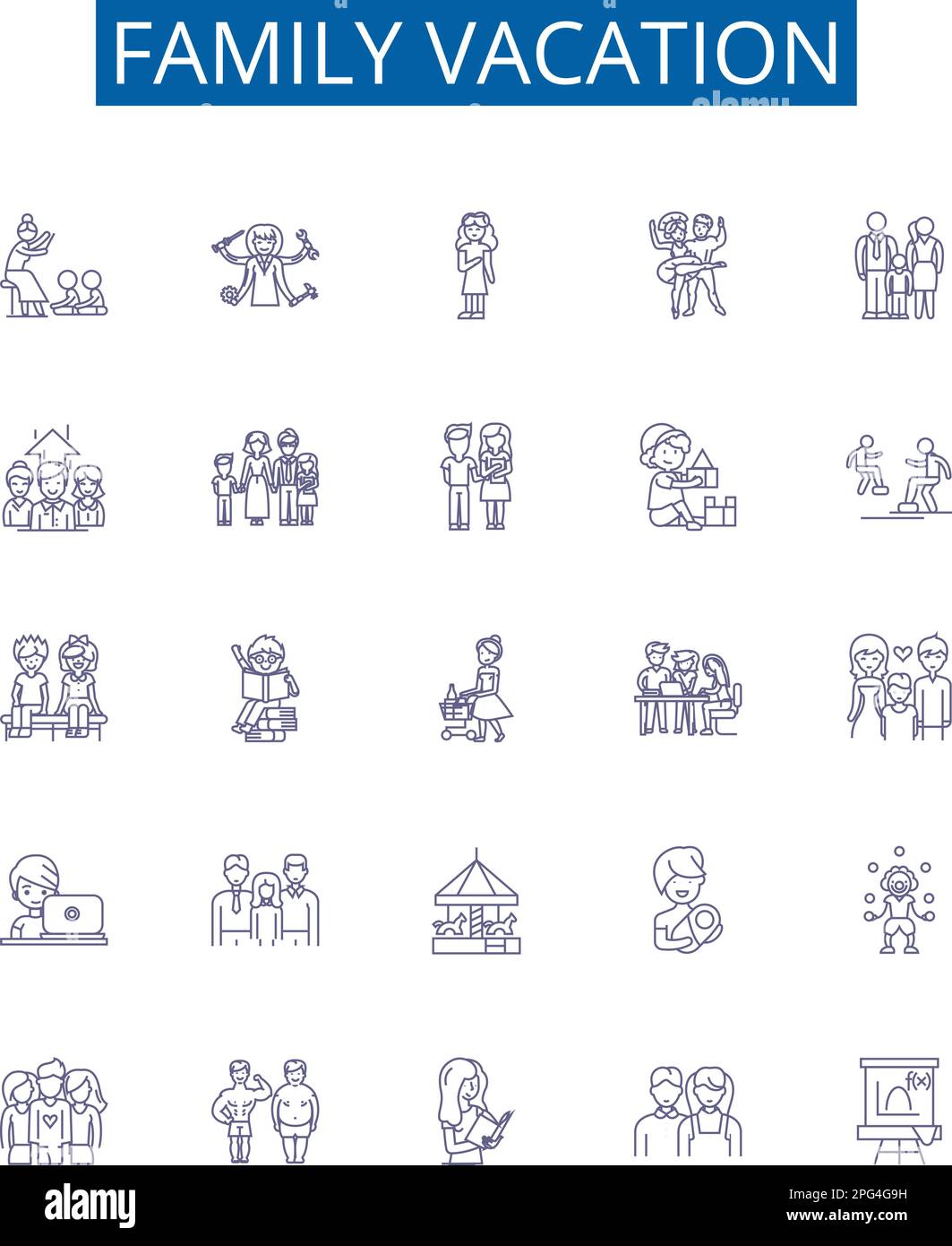 Family vacation line icons signs set. Design collection of Vacation ...