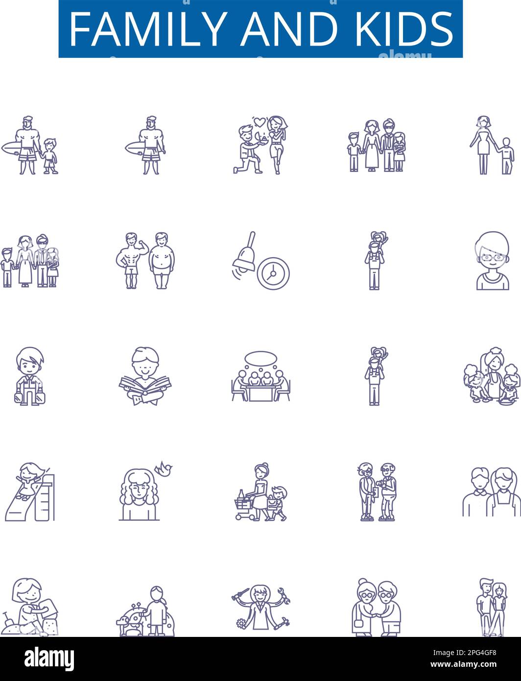 Family and kids line icons signs set. Design collection of Family, Kids, Parenting, Sibling ...