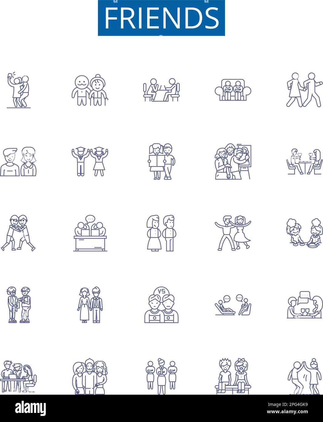 Friends line icons signs set. Design collection of companions, pals ...