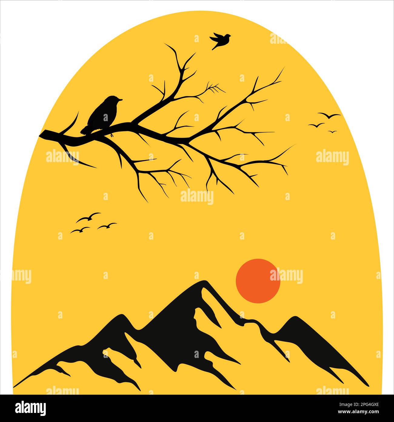 Morning sunrise view birds Stock Vector Images - Alamy