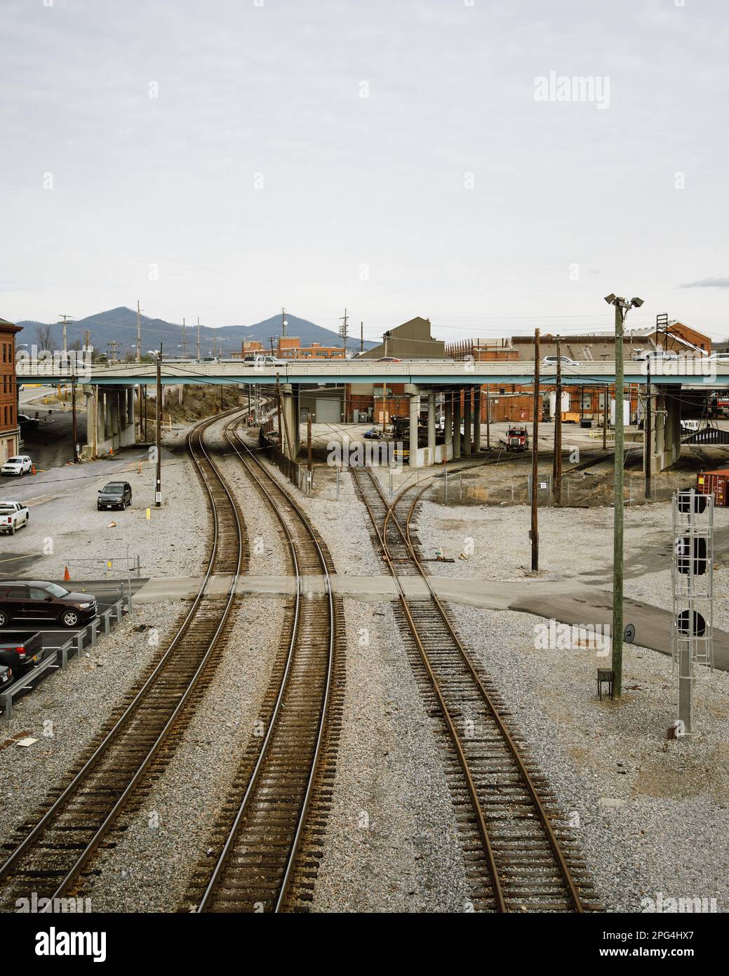View of a railroad yard, Roanoke, Virginia Stock Photo - Alamy