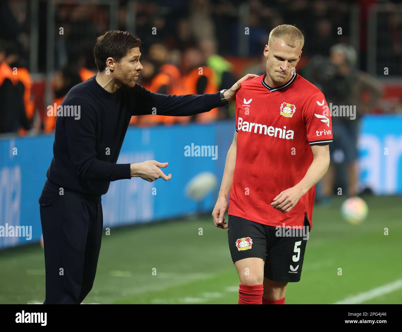 Leverkusen, Germany. 19th Mar, 2023. Cheftrainer Xabier Alonso Olano ...