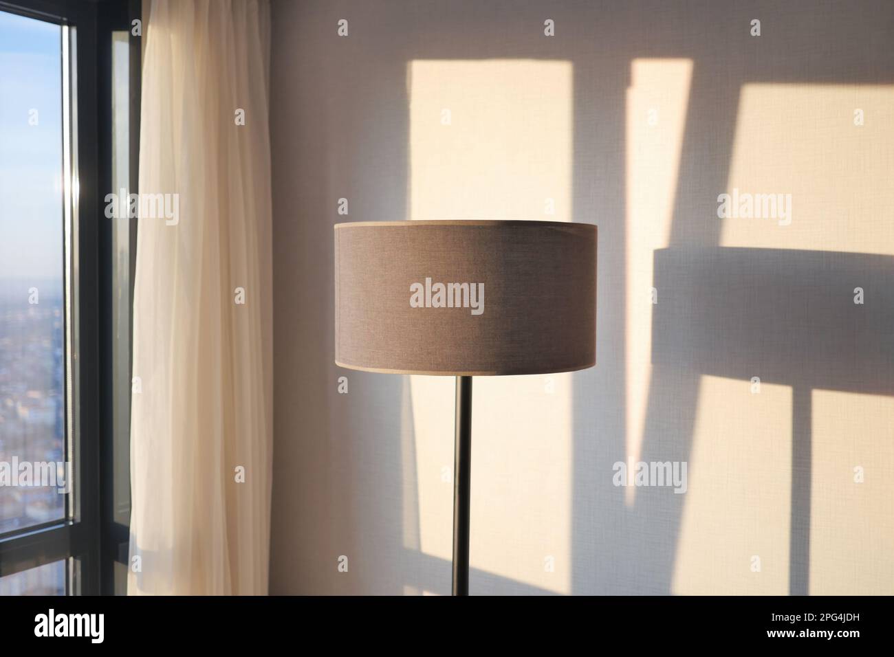 a lamp in home against white wall Stock Photo - Alamy