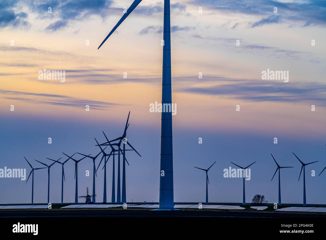 Windmill Poldermolen De Goliath stands between the high-tech wind ...