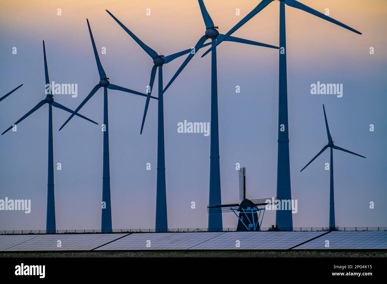 Windmill Poldermolen De Goliath stands between the high-tech wind ...