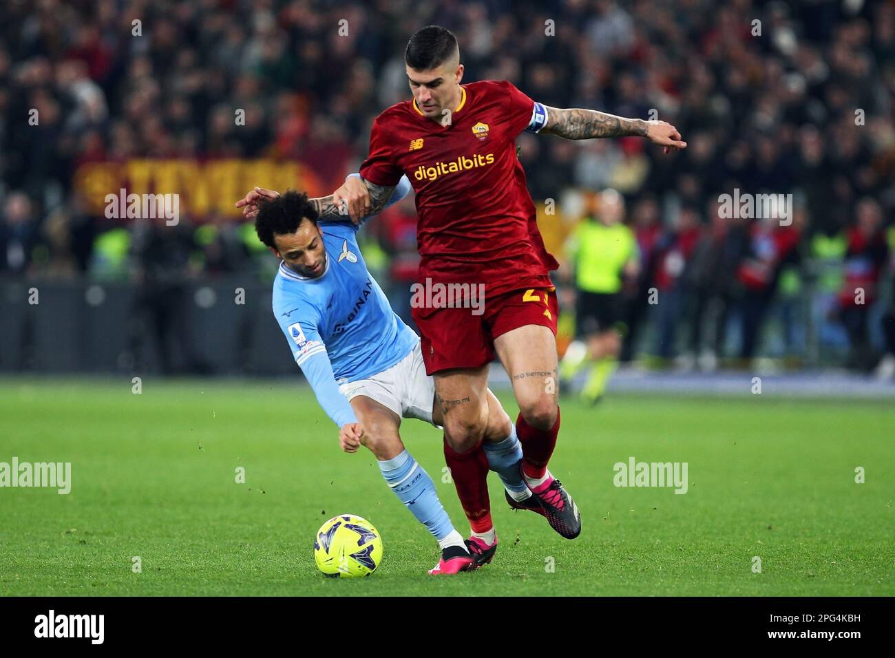 Rome, Italy - March 19, 2023, Felipe Anderson of Lazio (L) vies for the ...