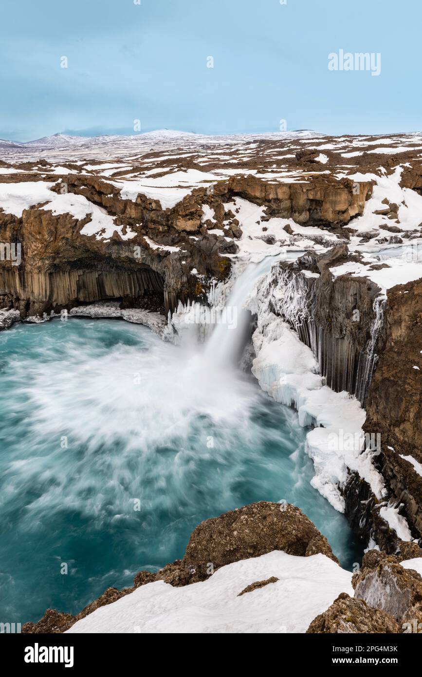 Aldeyjarfoss waterfall and basalt lava columns in the Highlands of ...