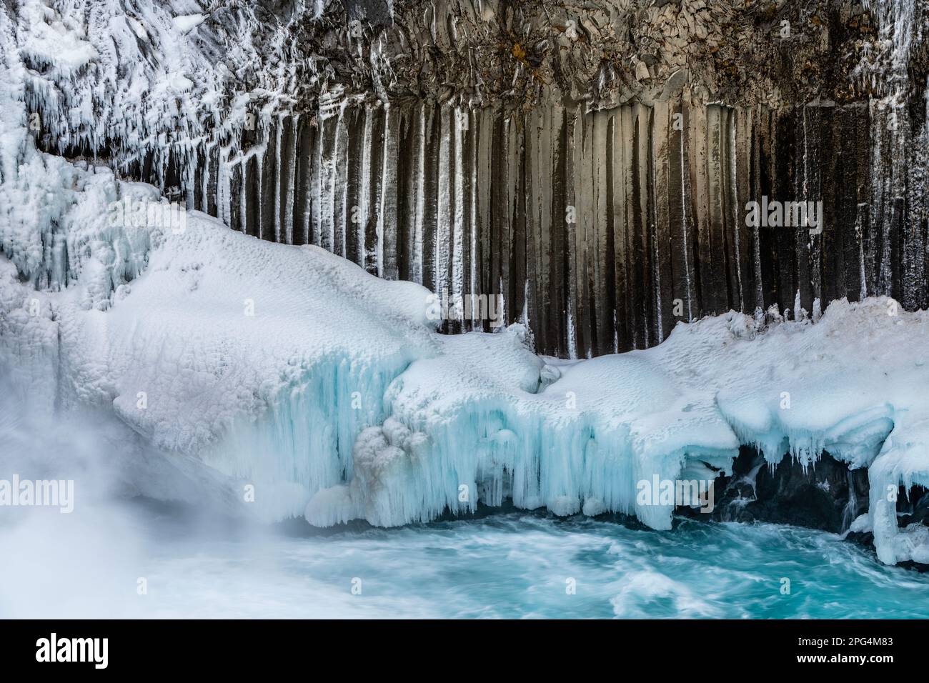 Aldeyjarfoss waterfall and basalt lava columns in the Highlands of ...